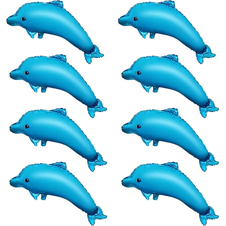 Amazon.com: Large Fish Dolphin Foil Balloons Blue Rose Gold Cartoon ...