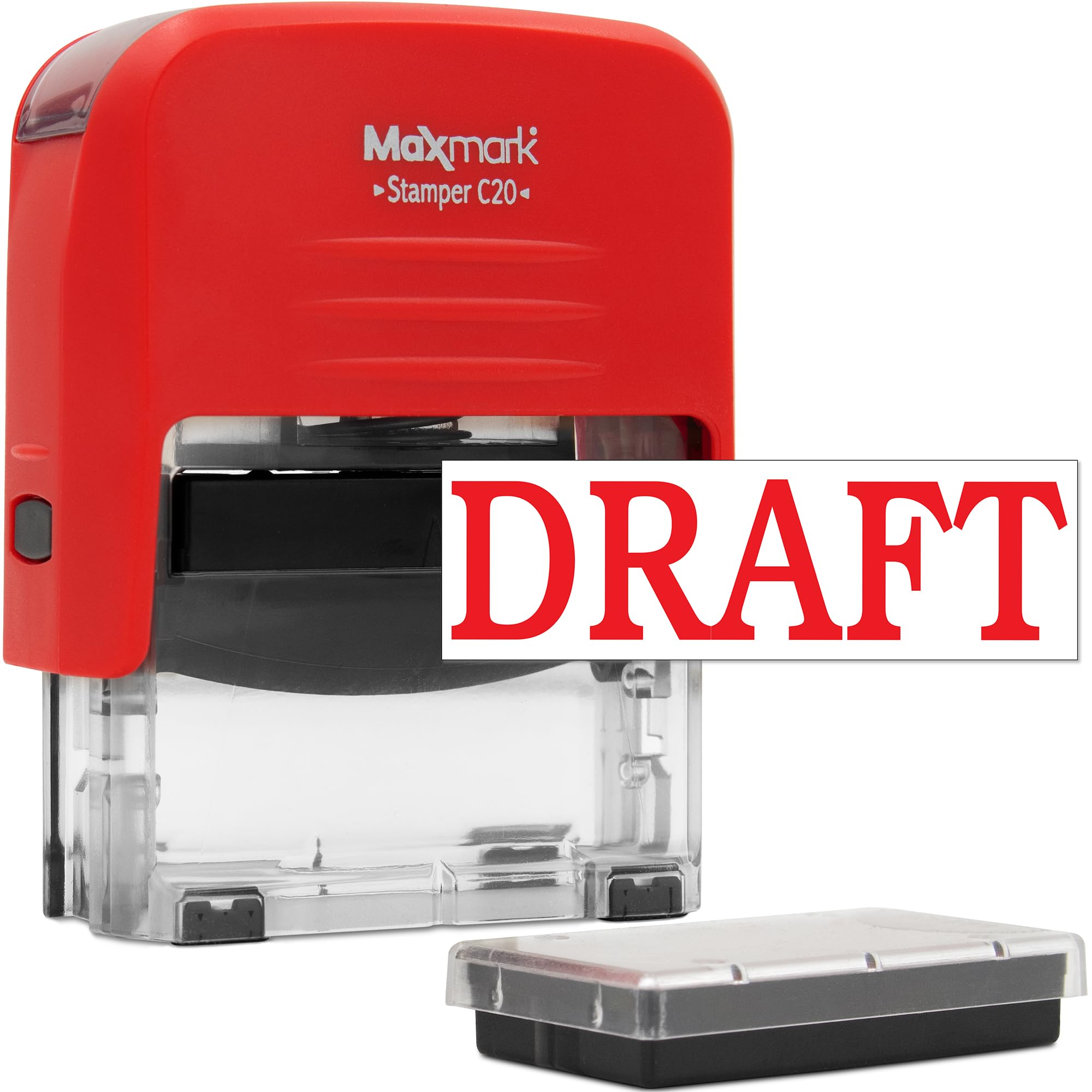 Amazon.com : Draft Self Inking Stamp, Printer 20 with 2 Pads - Red Ink ...