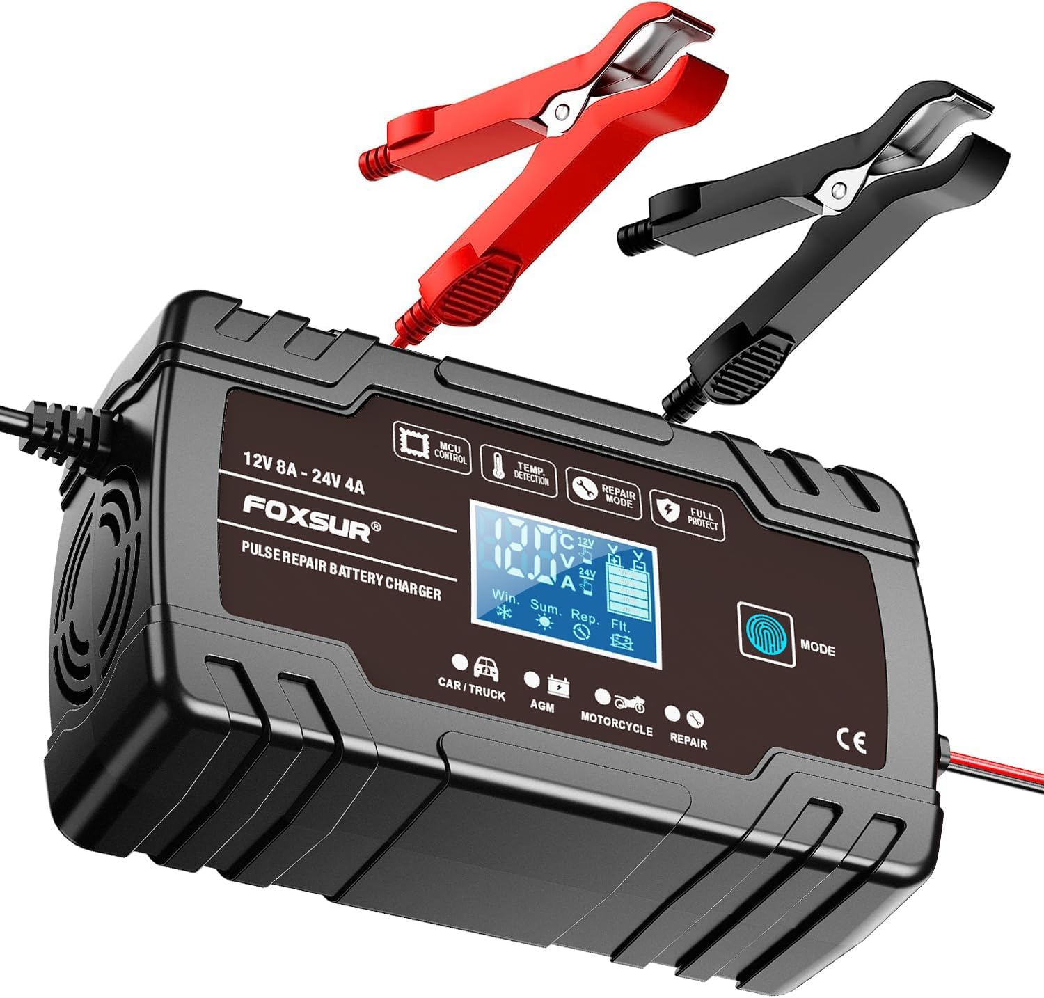 Haibro Smart Battery Charger 8 Amp - 12V and 24V Automotive Trickle ...