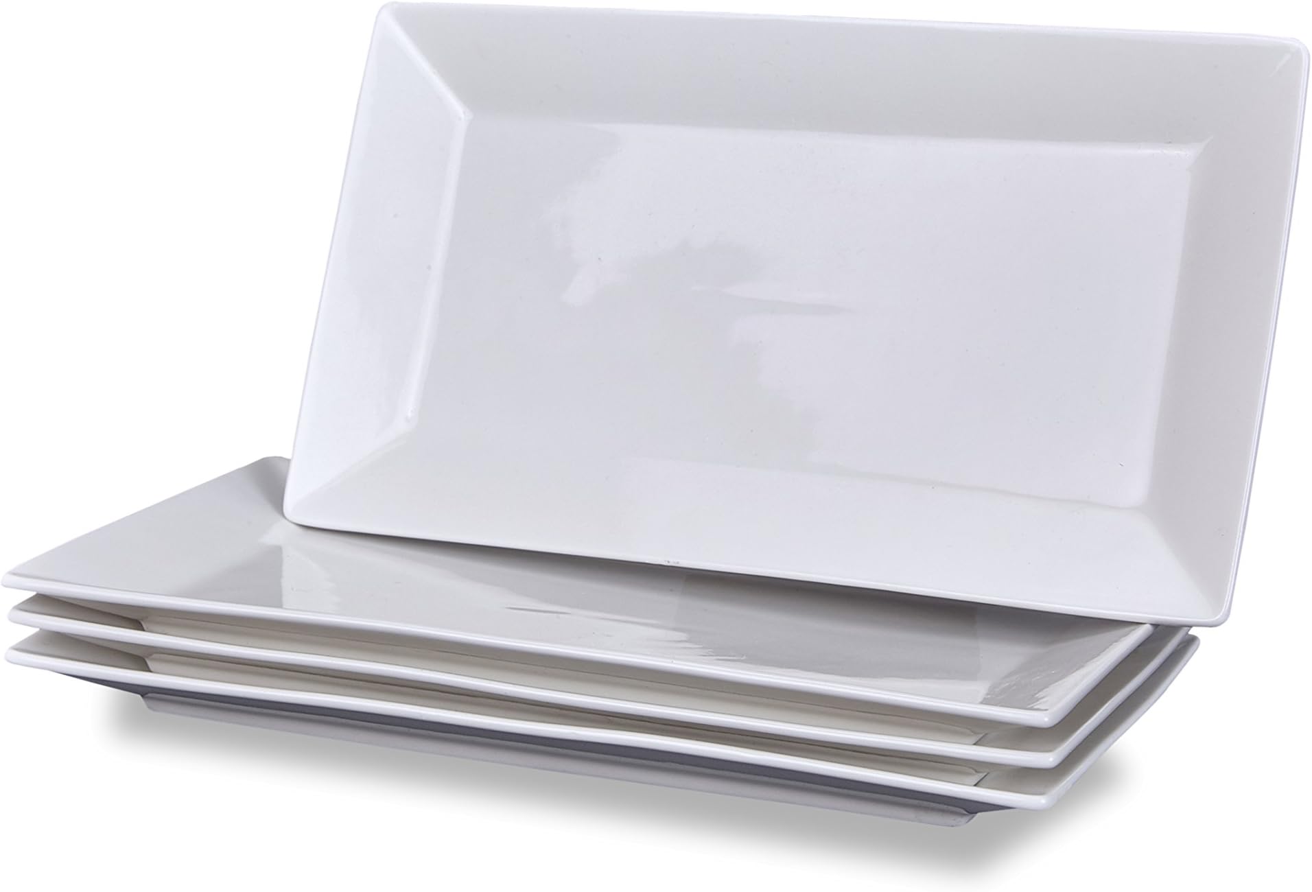 Amazon.com | 4 Plates Rectangular Dinner Plate 11" x 5.5" Super White ...