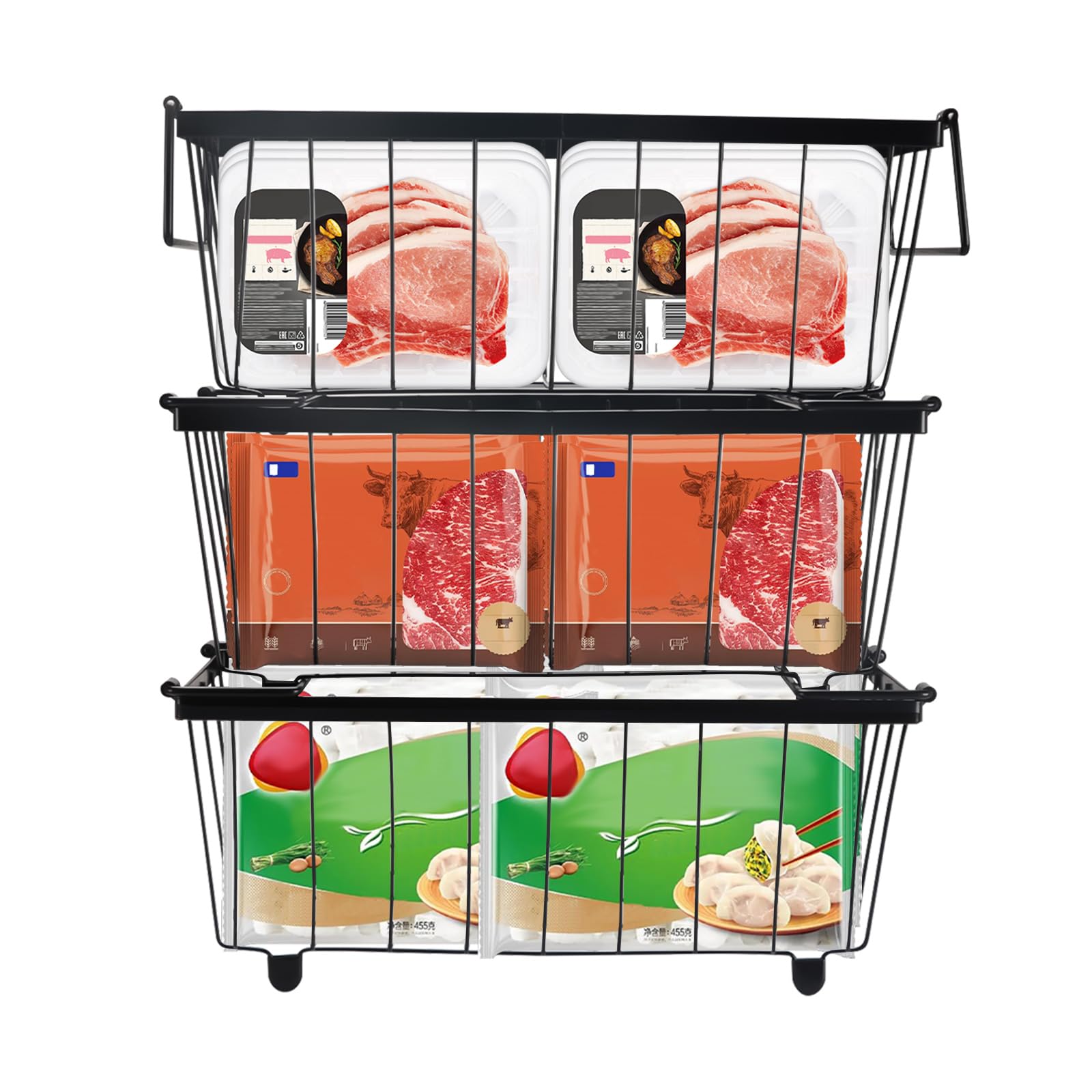 3Pcs Chest Freezer Baskets Stackable, Chest Freezer Organiser with ...