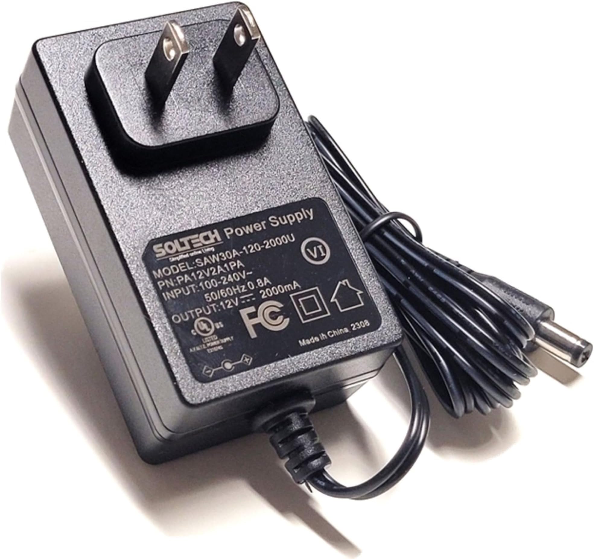 Amazon.com: SOLTECH 12V 2A AC DC Power Supply Adapter, 5.5 x 2.1/2.5mm ...