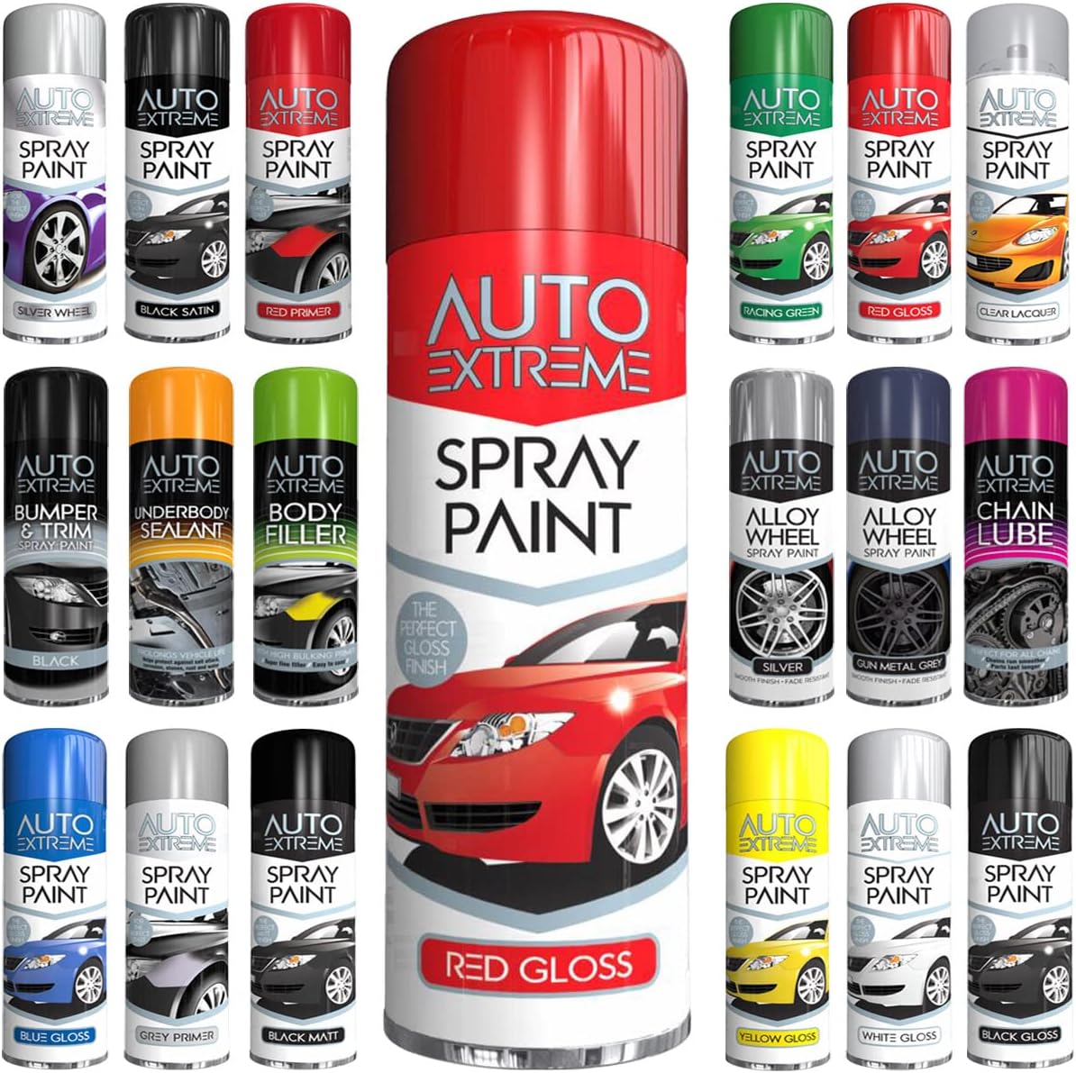 250ml Auto Spray Paint Red 1907 Spray Can Household Car Van Bike ...