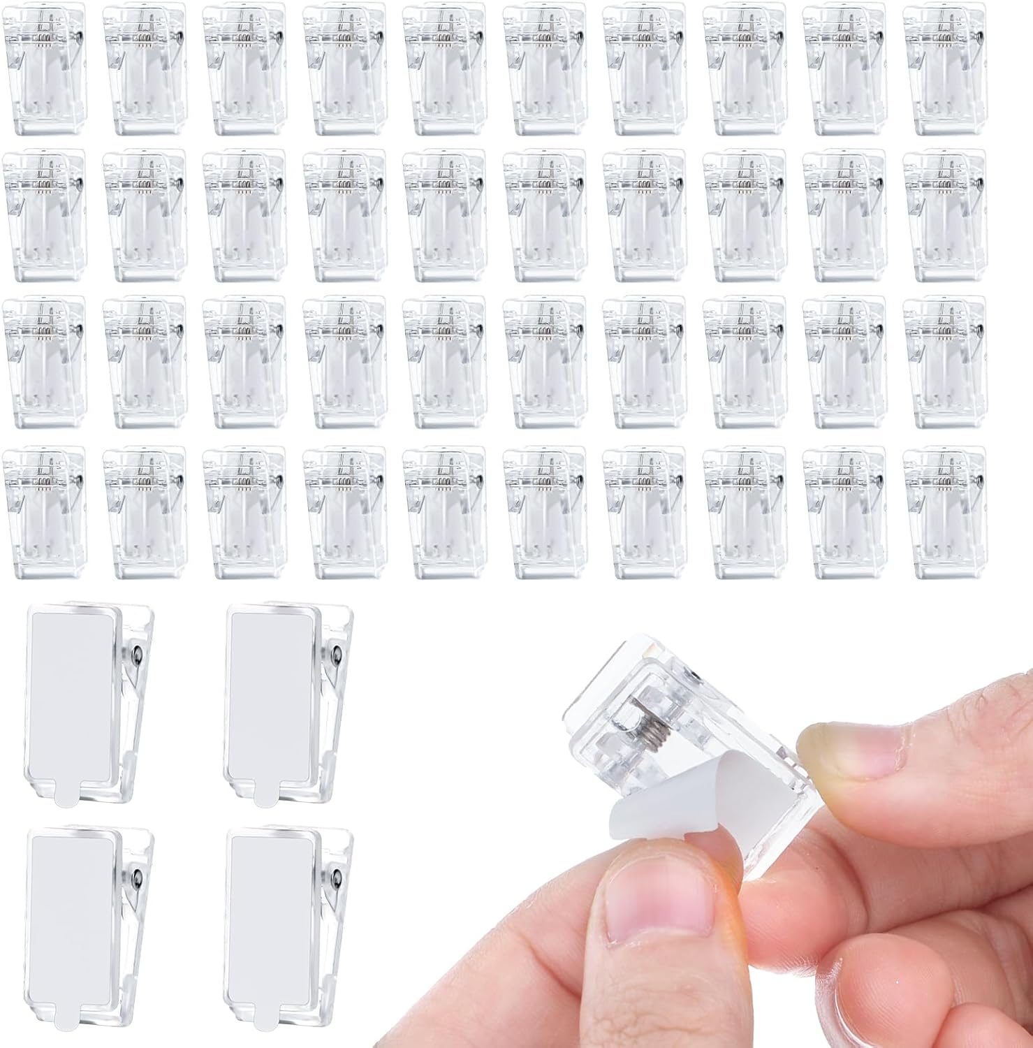 Amazon.com: Telooco 40pcs Adhesive Clips Self Adhesive Clips Acrylic ...
