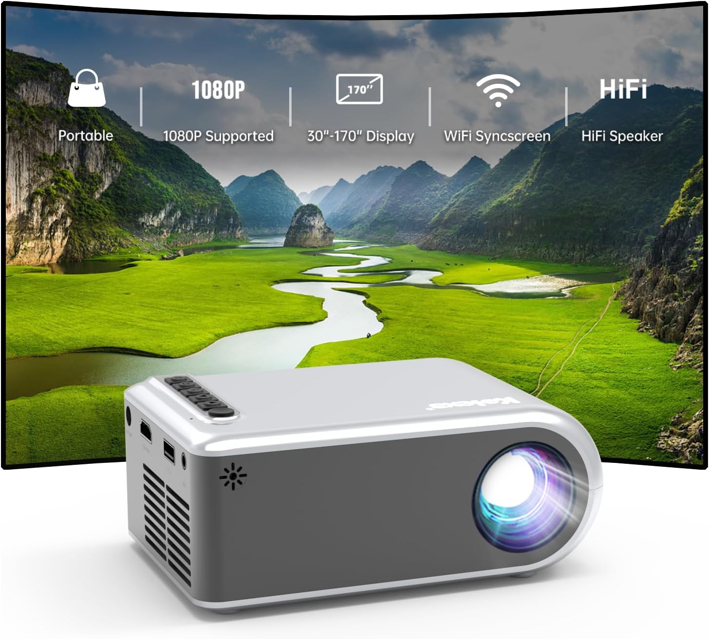 Amazon.com: Mini Projector with WiFi, Kolexa Small Portable Projector ...