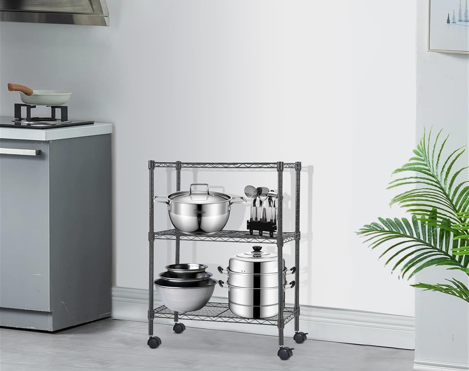 Amazon.com: 3-Tier Wire Storage Shelves, Heavy Duty Adjustable Shelving ...