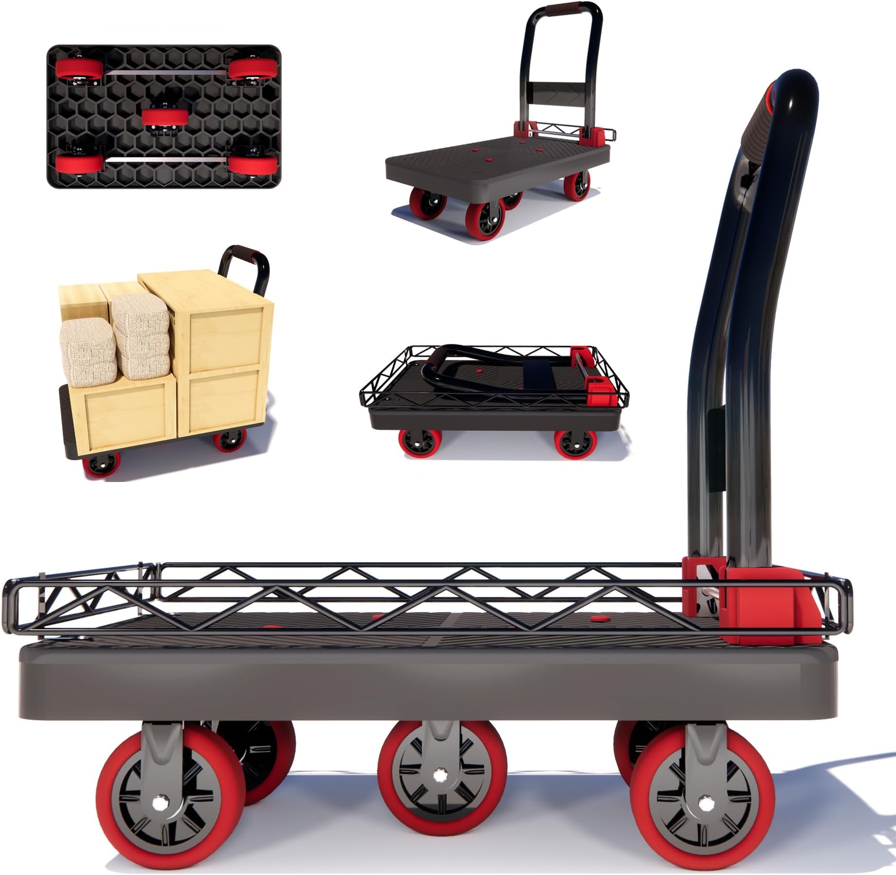 Amazon.com: Heavy Duty Push Cart Dolly (700 lbs), Foldable Platform ...