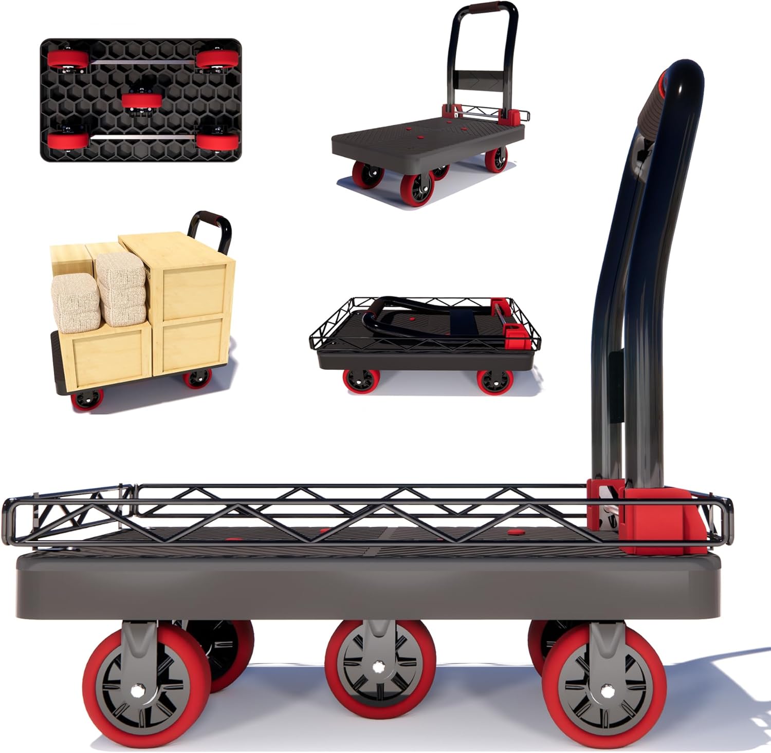 Amazon.com: 2IN1 Heavy Duty Platform Trucks Flatbed Carts, 42×26In ...