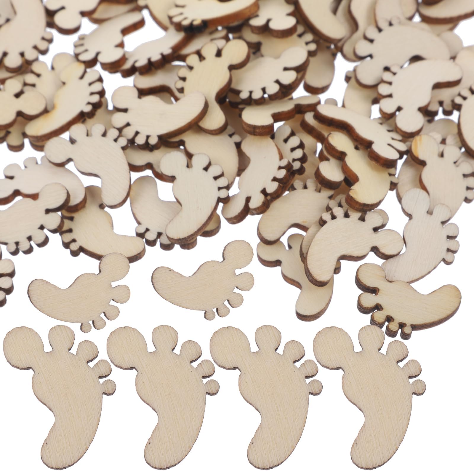 Amazon.com: 50pcs Brown Foot Shape Wood Slices Unfinished Wood Cutouts ...