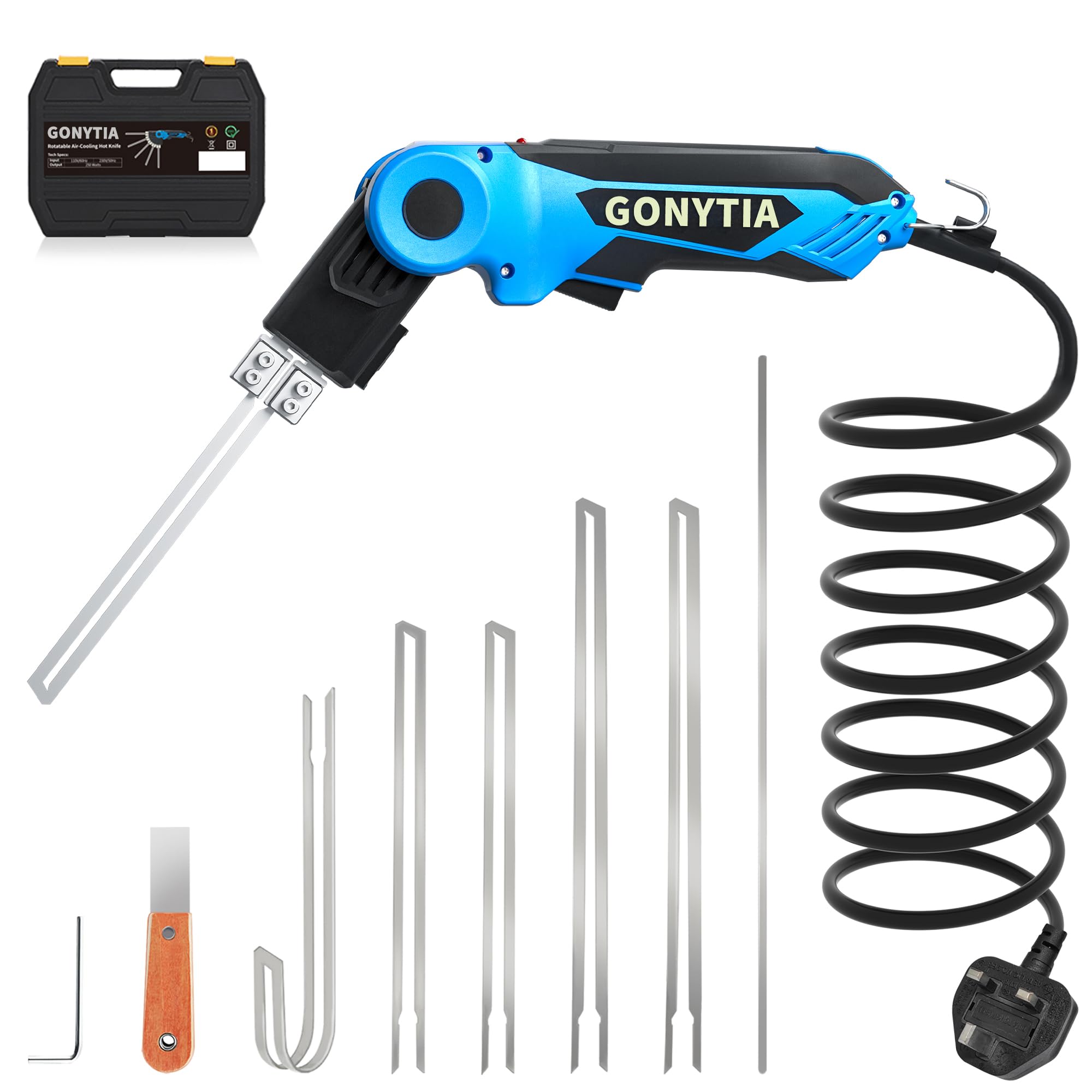 GONYTIA 250W AC Rotatable Electric Hot Knife, 6 Blades Foam Cutter ...