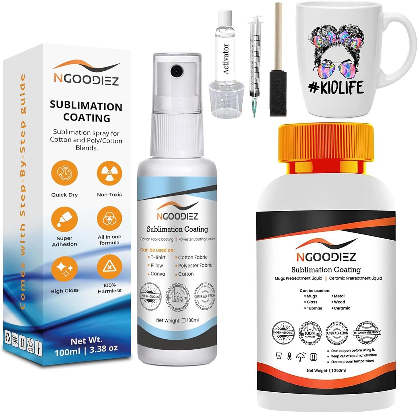 Amazon.com: NGOODIEZ Sublimation Coating Bundle - 100ml Sublimation ...