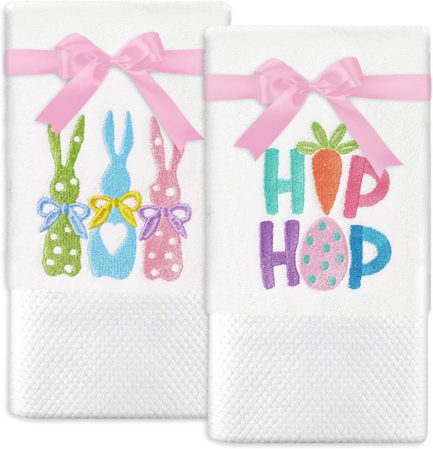 Amazon.com: AnyDesign 2 Pack Easter Hand Towels Cotton Embroidered ...