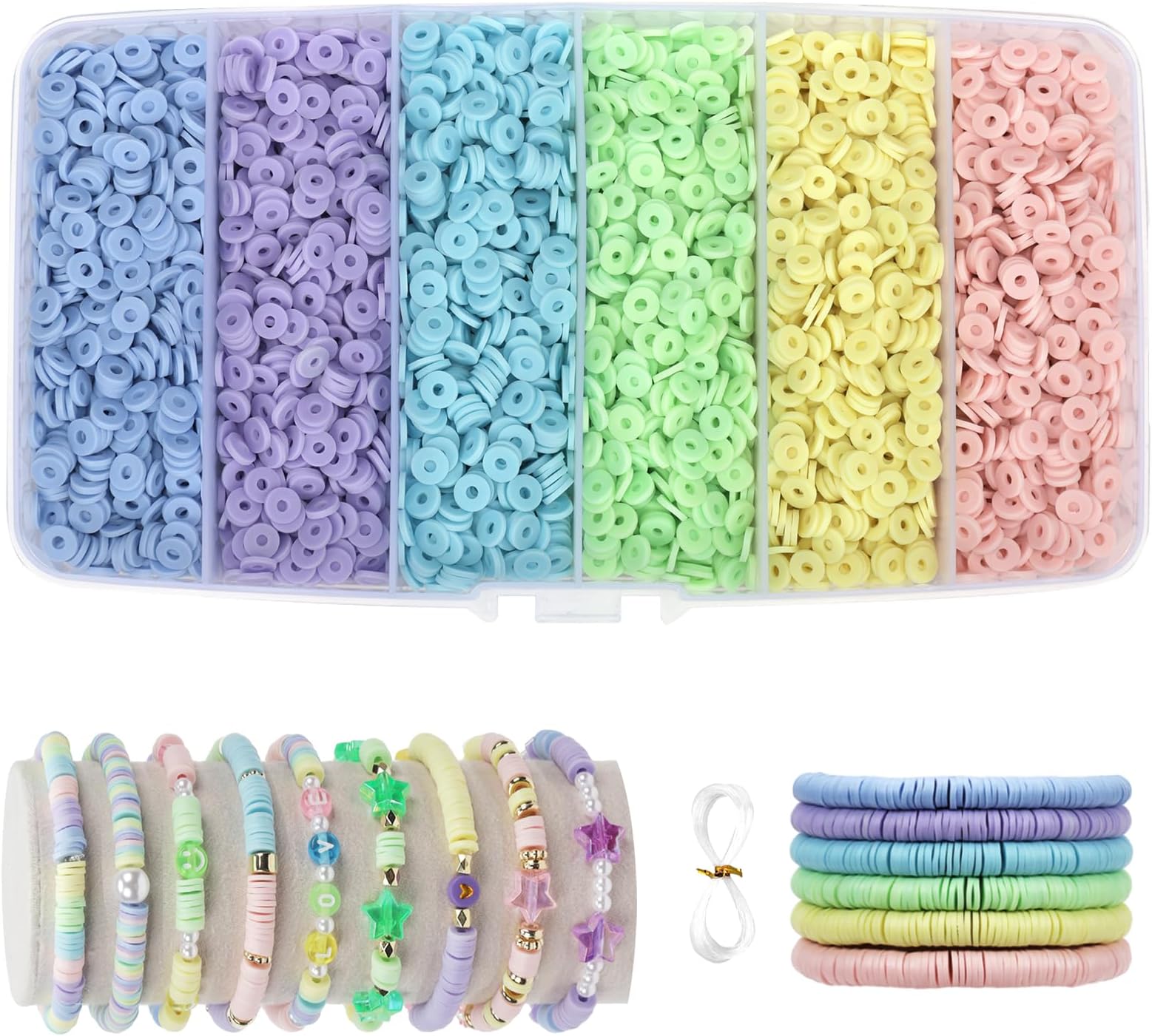 Amazon.com: 6000+Pieces Polymer Clay Beads, 6 Colors Easter Clay Beads ...