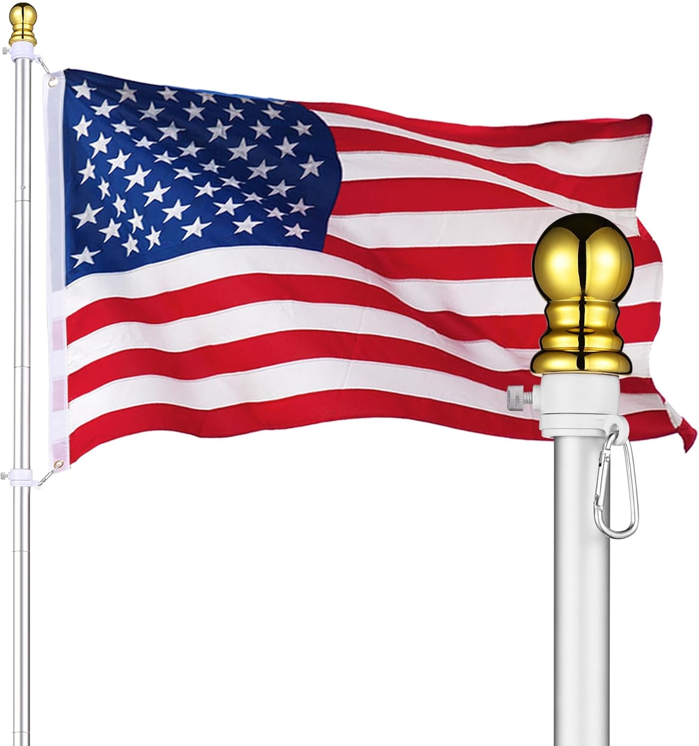 Amazon.com : Yescom Bravery 10Ft Sectional Flag Pole Kit Aluminum ...