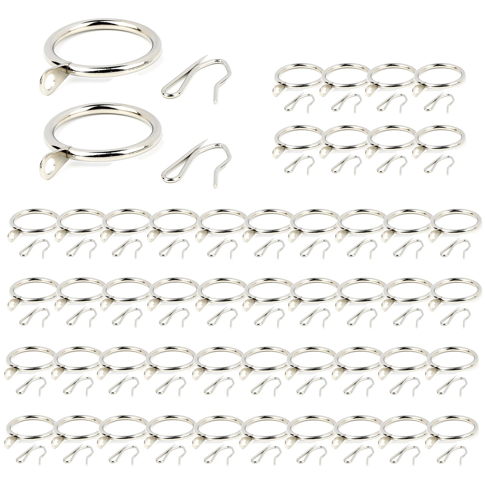 Amazon.com: Wexecon 50 Pieces Silver Curtain Rings with Hooks Metal ...