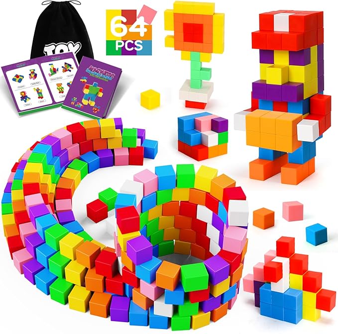 Amazon.com: TOY Life 64 Pcs Magnetic Building Blocks for Toddlers Age 3 ...