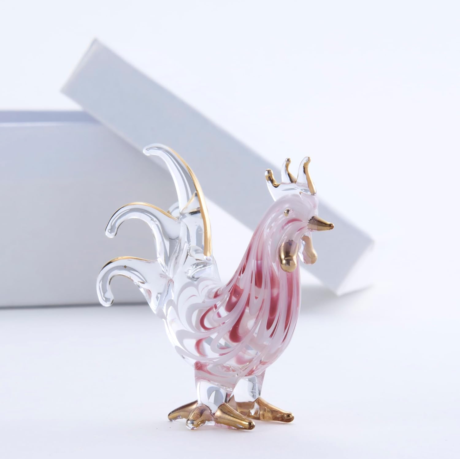 Amazon.com: ASmirror Pure Handmade Rooster Art Glass Painted Gold ...