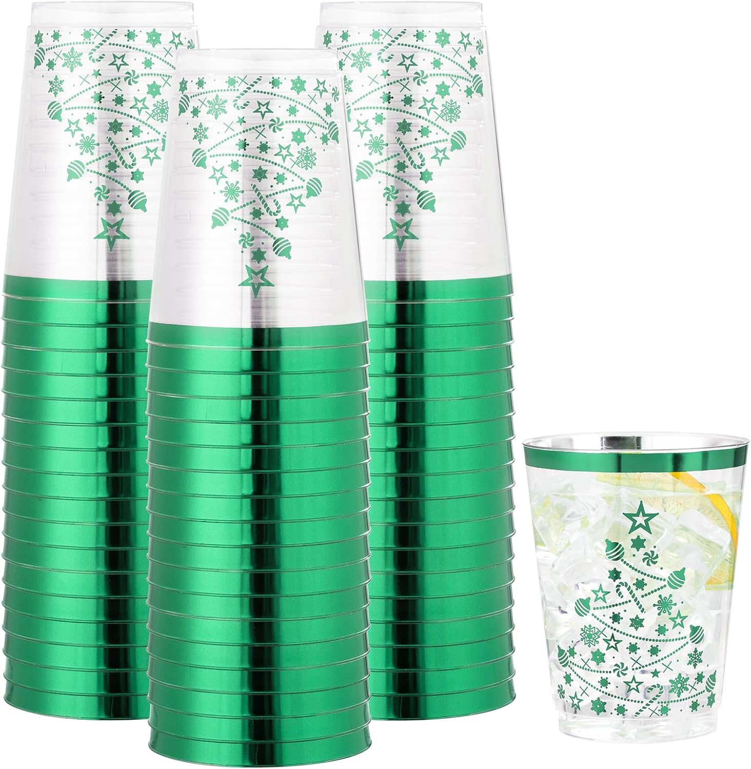 Amazon.com: LIYH 50 Pcs Green Plastic Christmas Cups 9 OZ Disposable ...