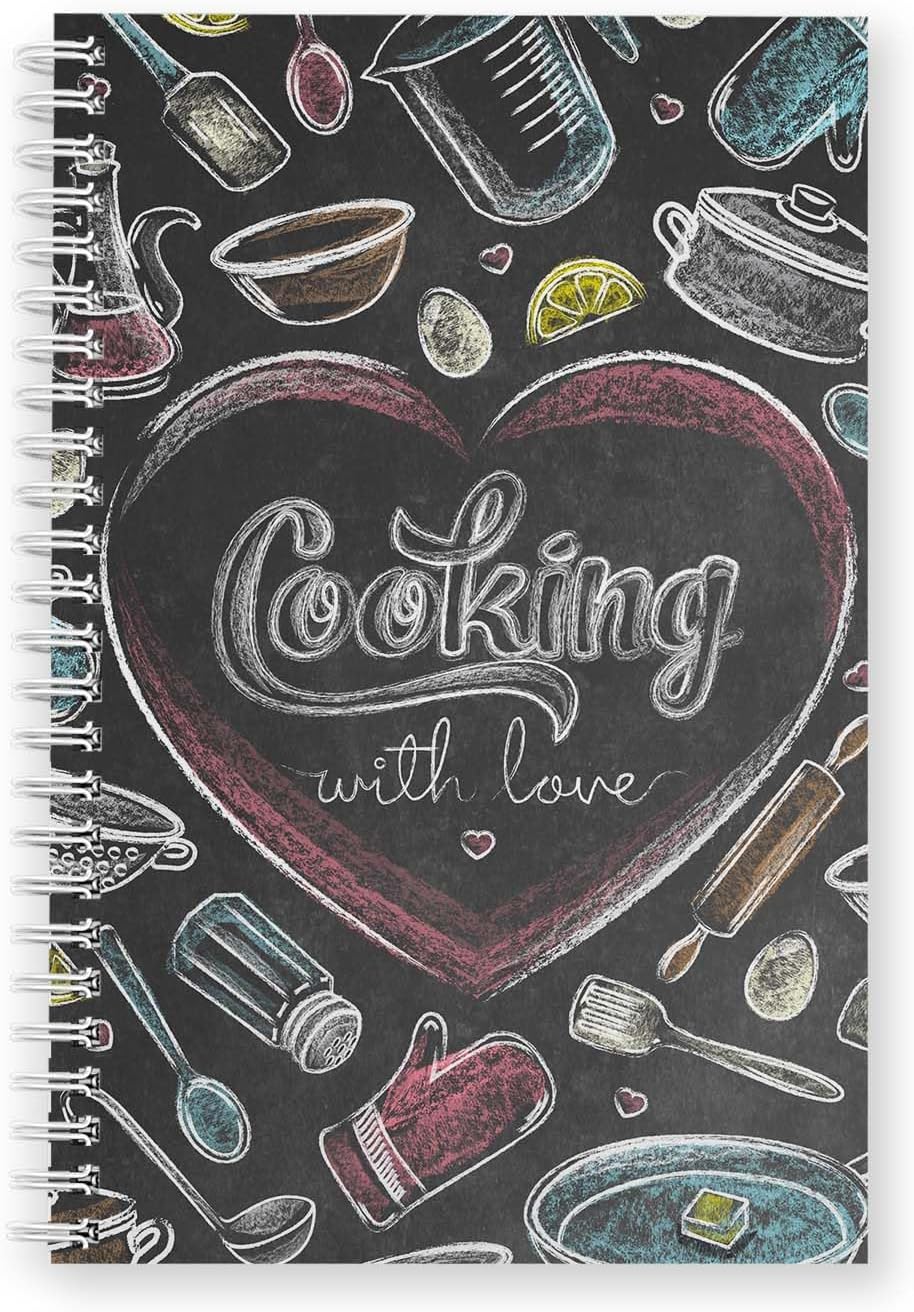 Amazon.com : Chalkboard Recipe Notebook / 5.5" x 8.5" Spiral Retro ...