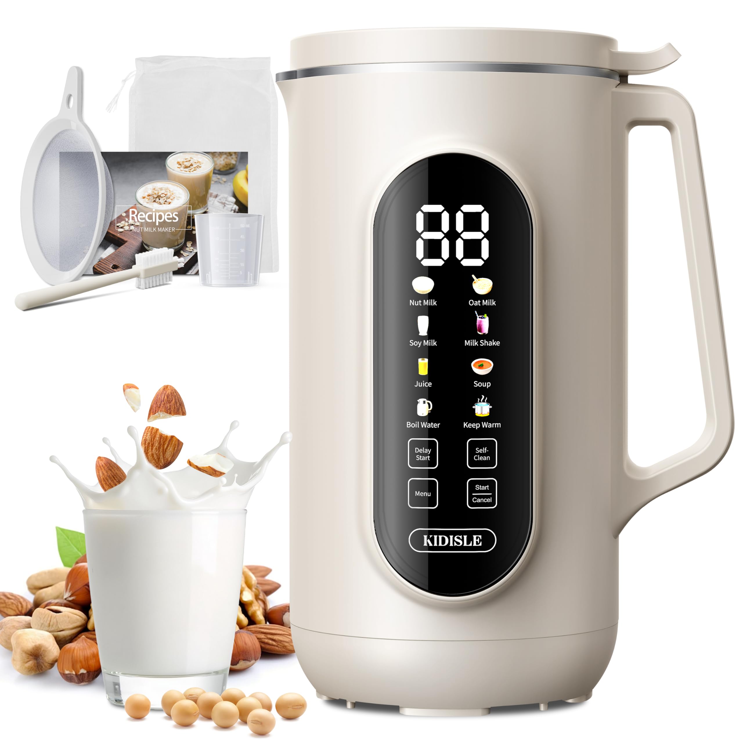 Nut Milk Maker Machine JILEAO 10-in-1 - 35oz Automatic Almond, Soy, Oat ...