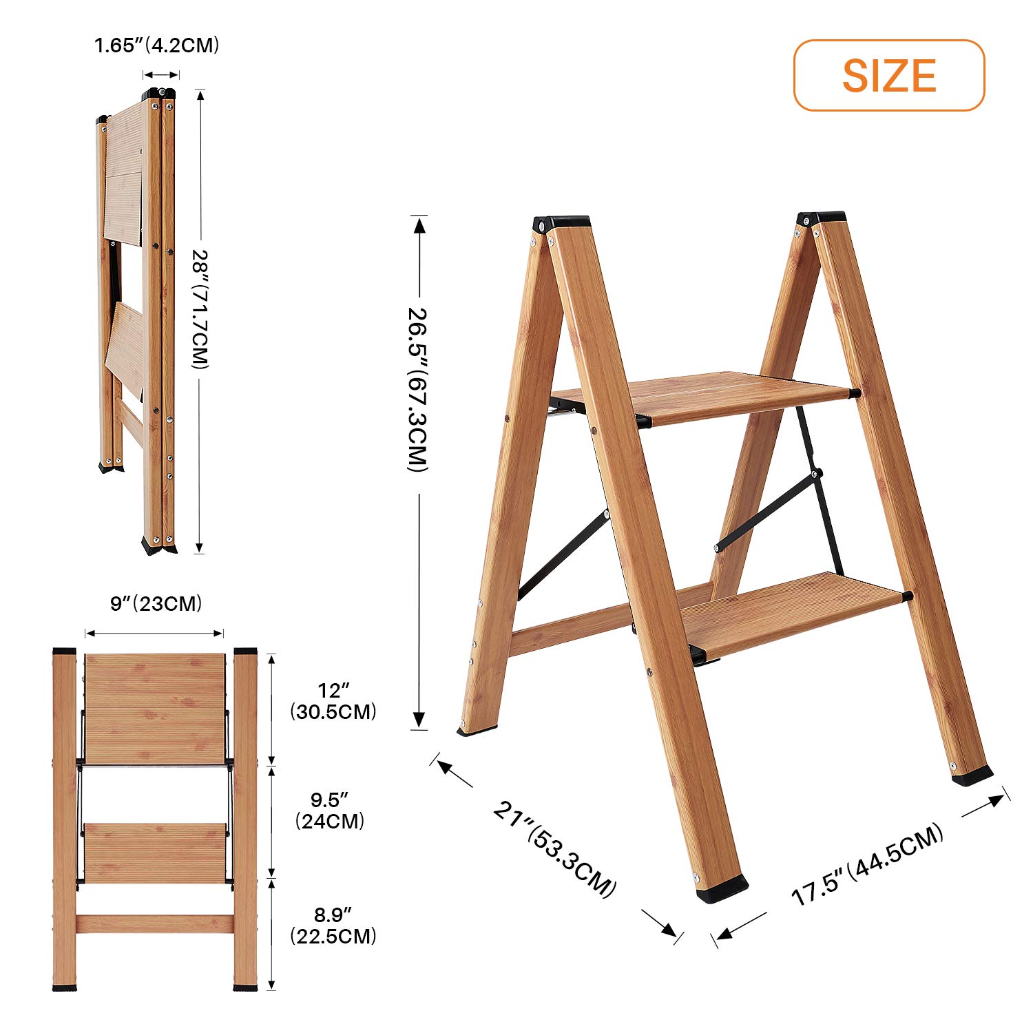 Delxo Aluminum 2 Step Stool, Lightweight Kitchen Step Ladders with Anti ...