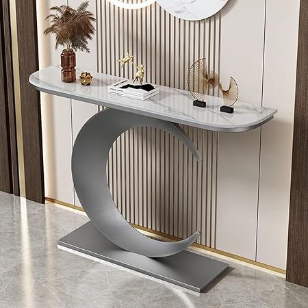Amazon.com: EpuzeR Silver Entryway Table Console Table with Metal Base ...