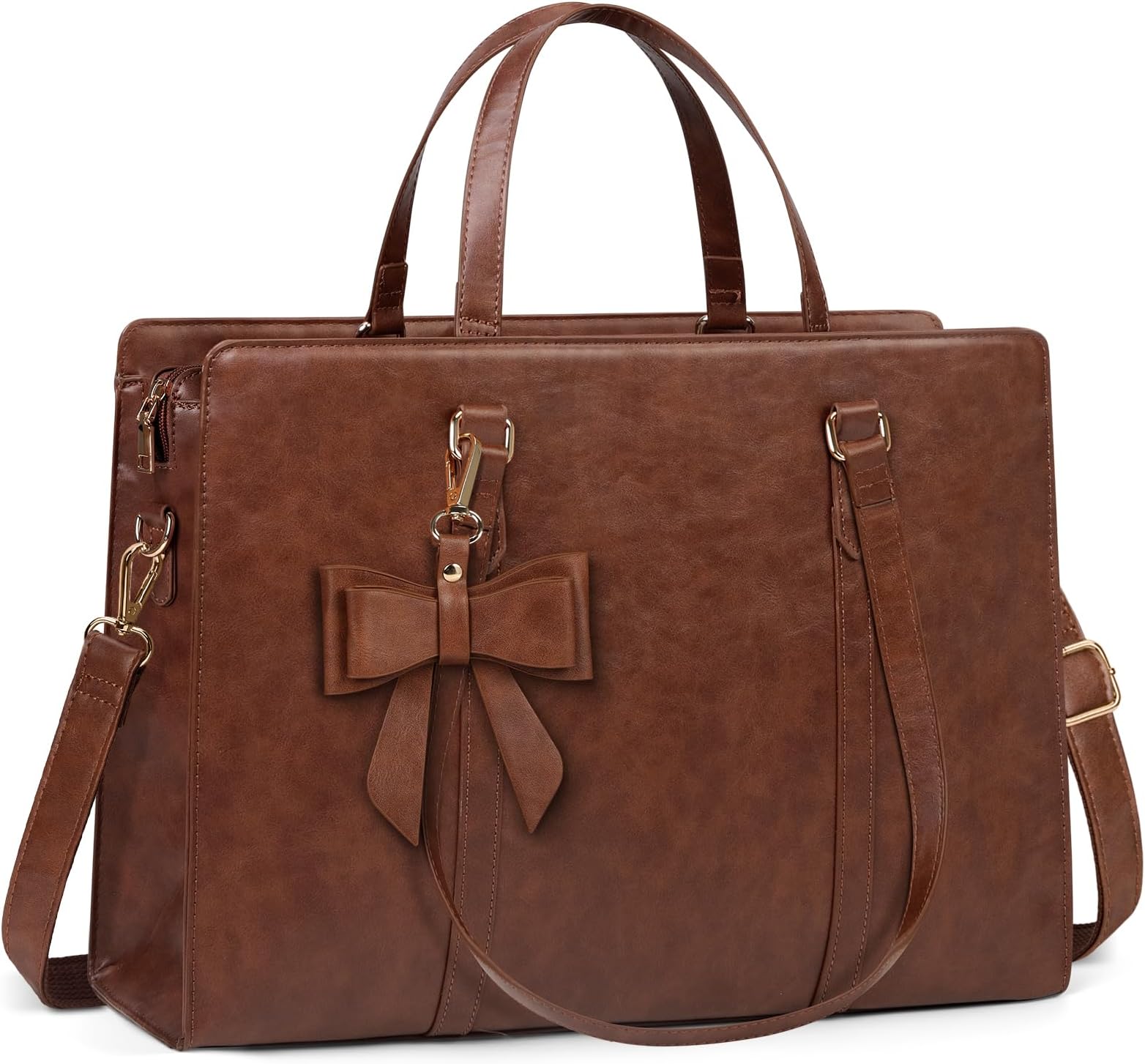 Amazon.com: Laptop Bag for Women 15.6 inch Leather Tote Bag 2pcs Set ...