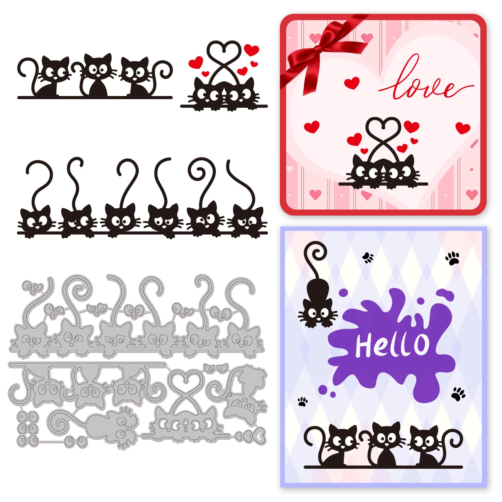Amazon.com: INFUNLY 5pcs Cat Die Cuts for Card Making Metal Cats ...