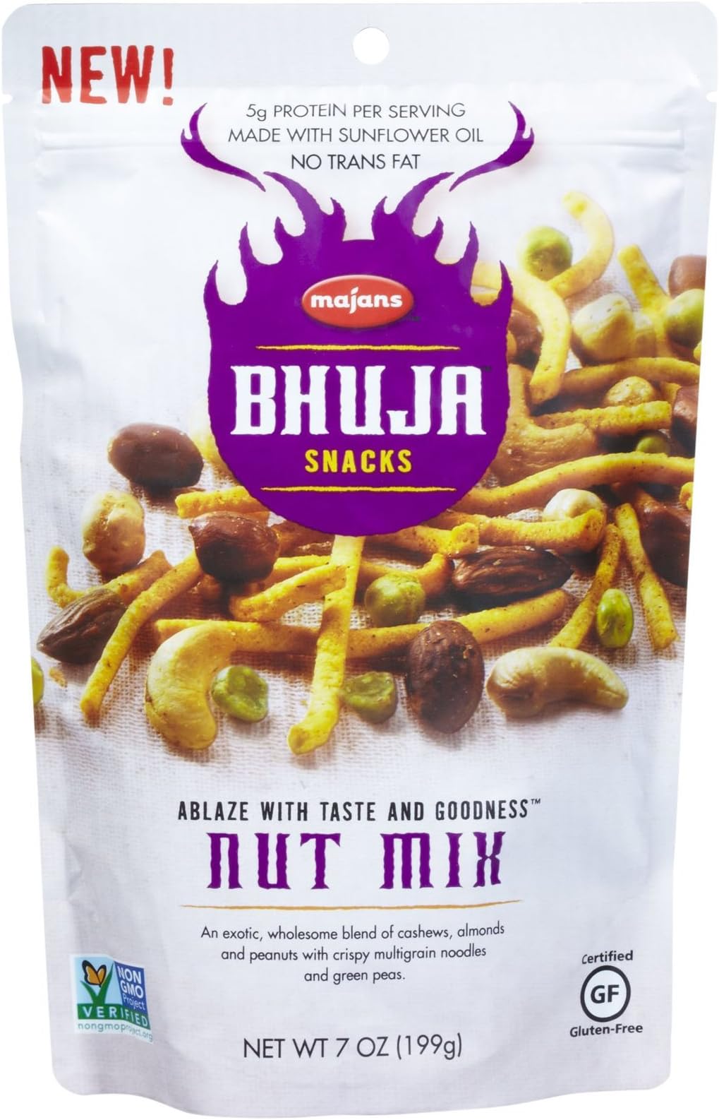 Amazon.com : Bhuja Original Mix, 7-ounce Bags (Pack of 6) : Trail Mixes ...