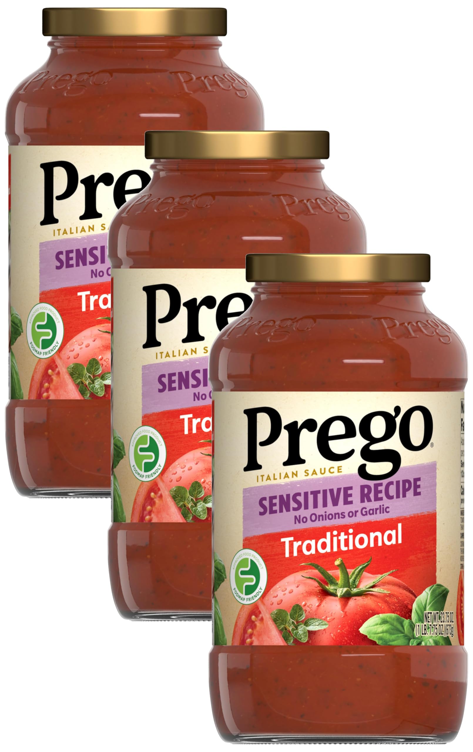 Amazon.com: Prego Traditional Sensitive Recipe Low FODMAP Pasta Sauce ...