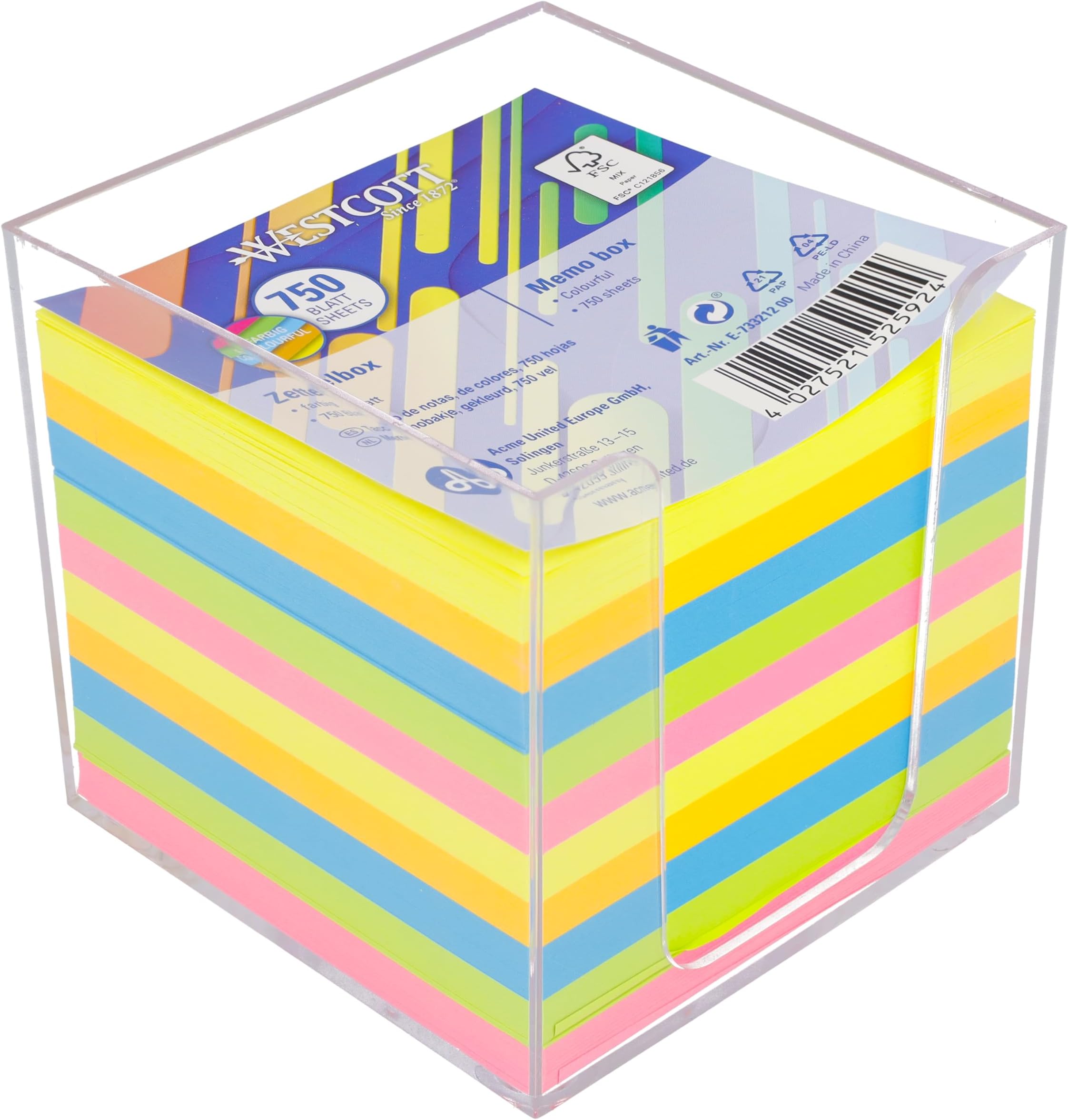 Herlitz 9x9x9cm Transparent Cube Note Box with White Sheets : Amazon.co ...