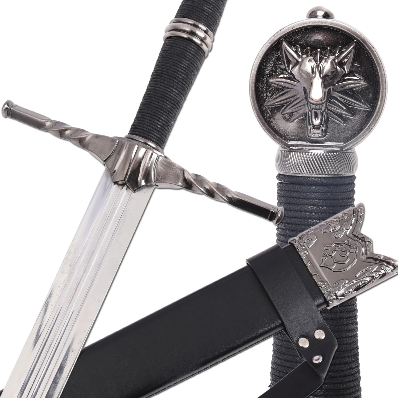 Snapklik.com : Medieval White Wolf Silver Steel Sword Metal Two Handed ...