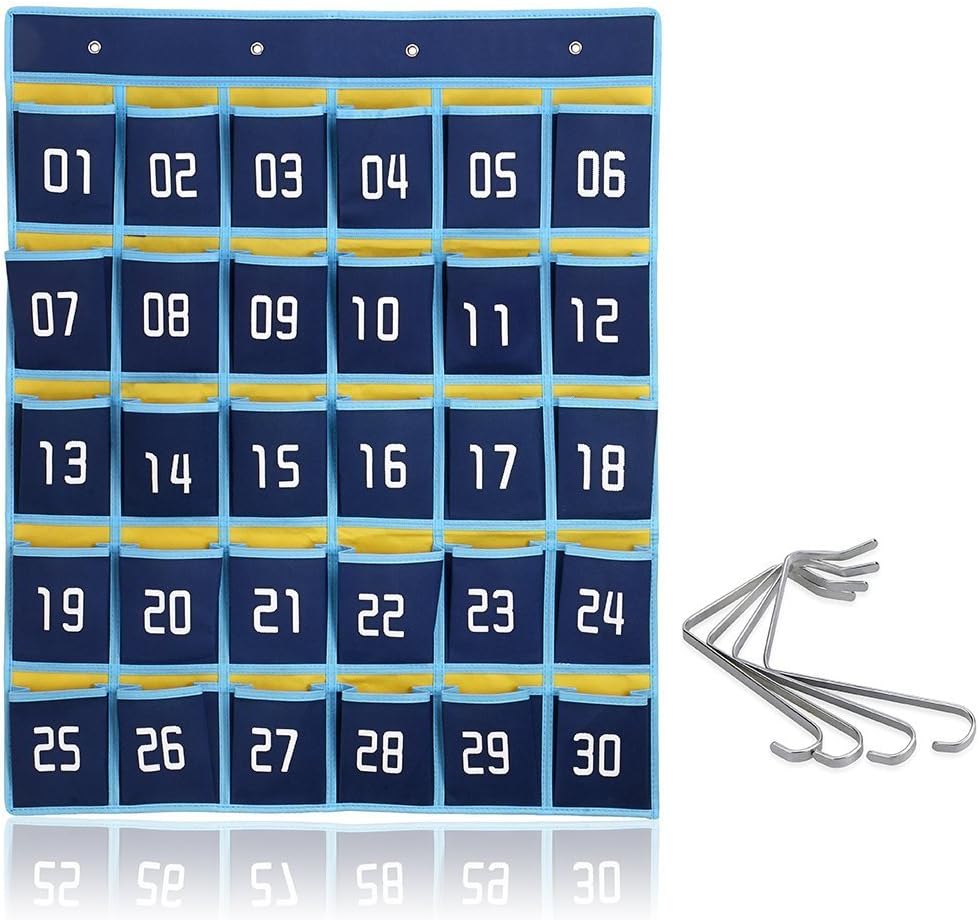 Classroom Hanging Organizer Numbered Pocket Chart for Cell Phones ...