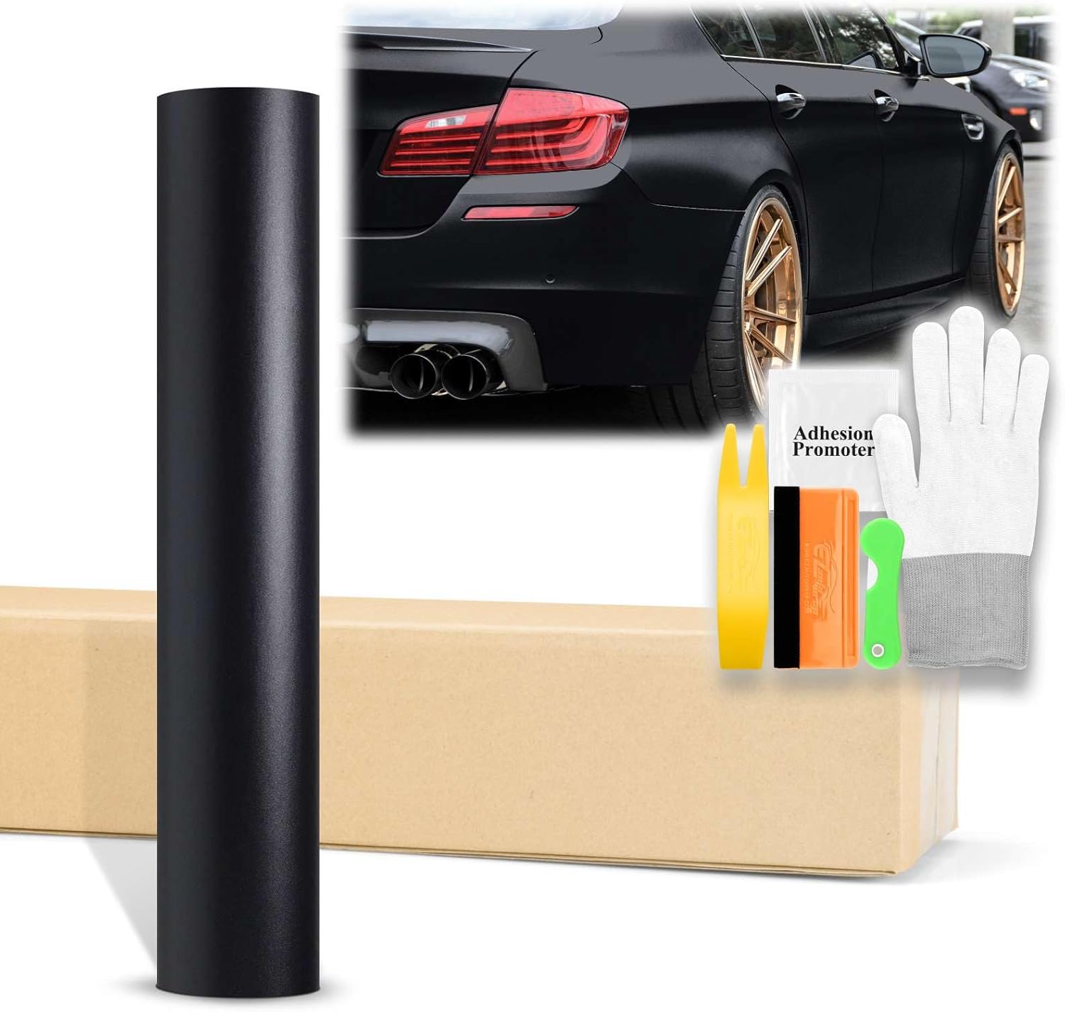 Amazon.com: 48"x60" (4FTx5FT) Matte Flat Black Vinyl Wrap Auto Car ...