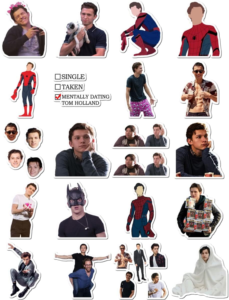 Amazon.com: 63Pcs Tom Holland Stickers Pack, Spiderman Funny Aesthetic ...
