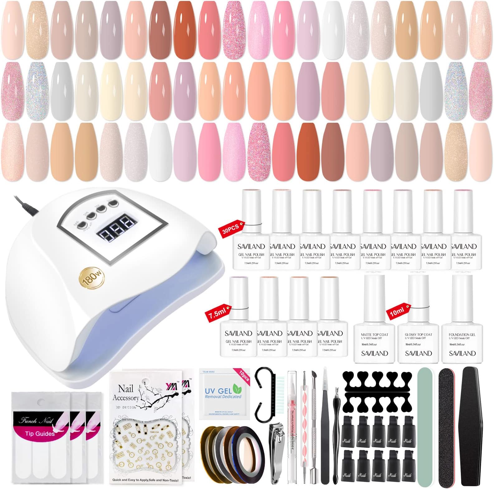 Amazon.com : JODSONE 60 Bottles of Gel Nail Polish Kit with U V Light ...