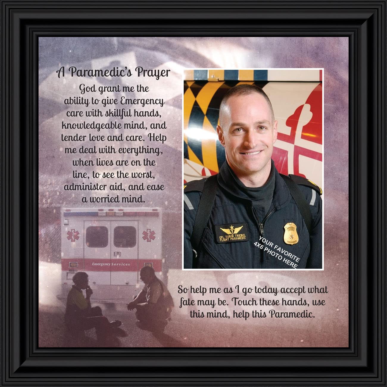 Amazon.com: Crossroads Home Décor Paramedic Prayer Picture Frame, Emt ...