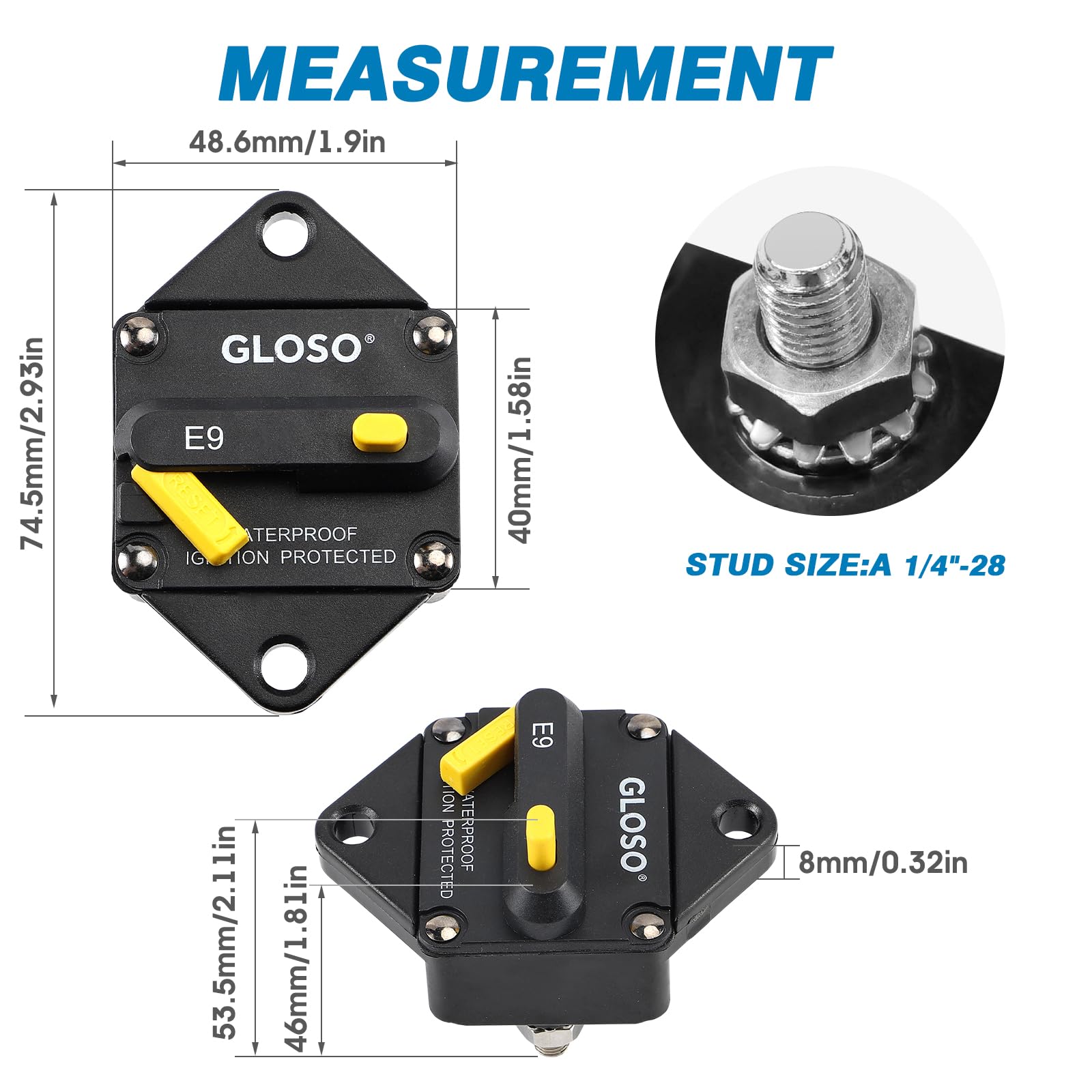 Snapklik.com : GLOSO Circuit Breaker E96 Panel Mount Waterproof IP67 ...