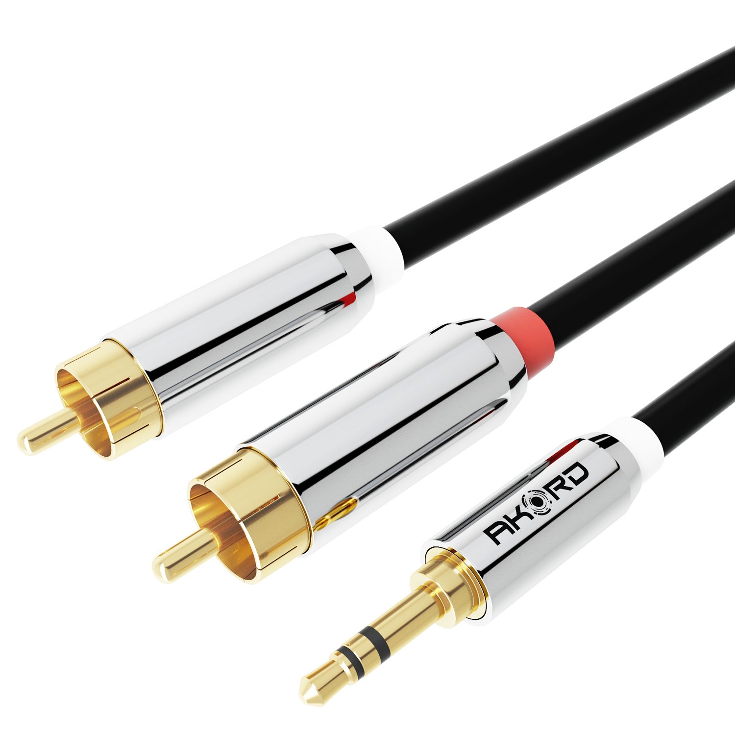 AKORD Stereo 3.5mm Jack Plug to TWIN 2 x RCA PHONO Audio Lead GOLD ...