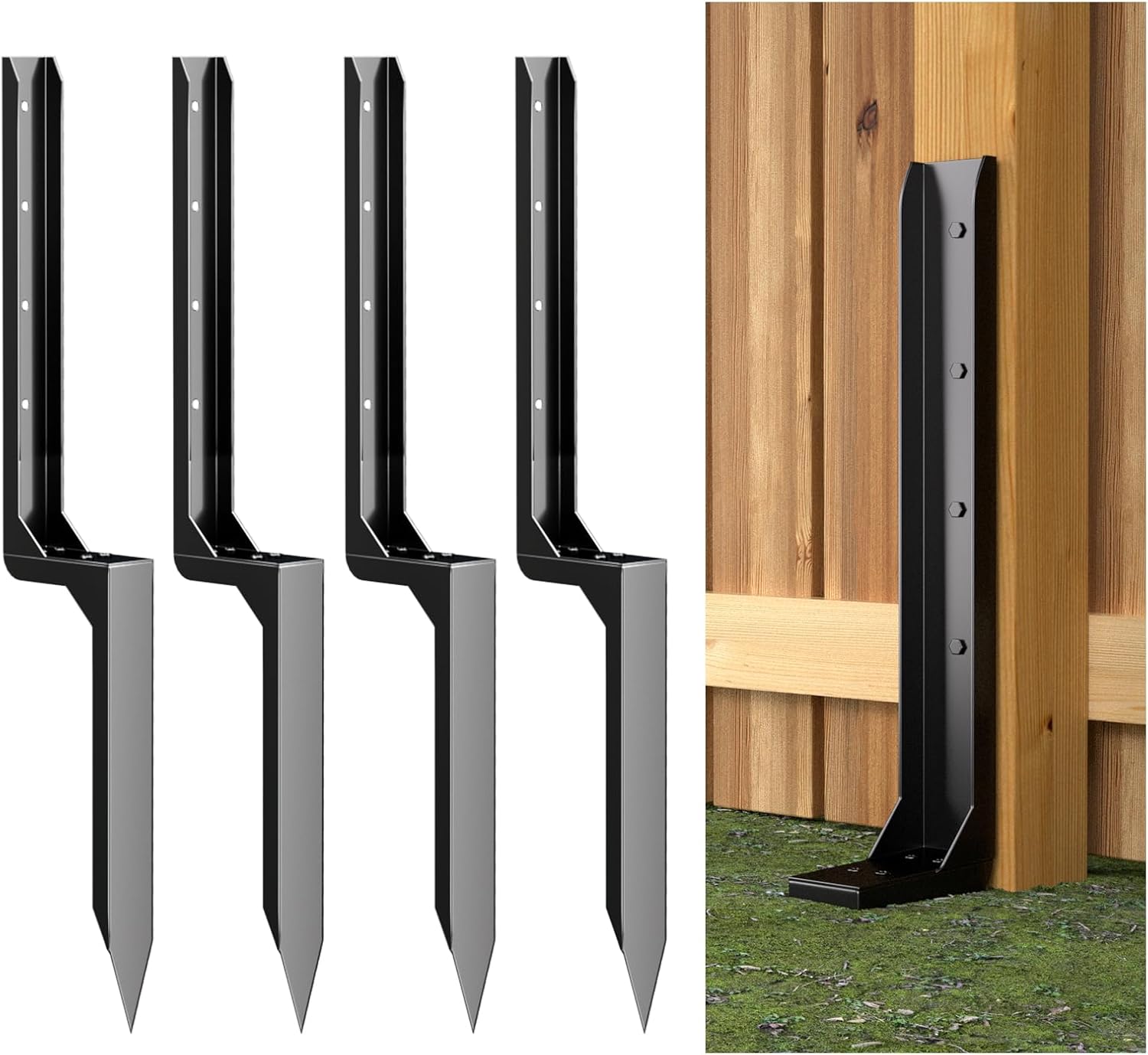 Amazon.com : Muzata 4Pack Fence Post Repair Kit Fence Post Stakes Heavy ...