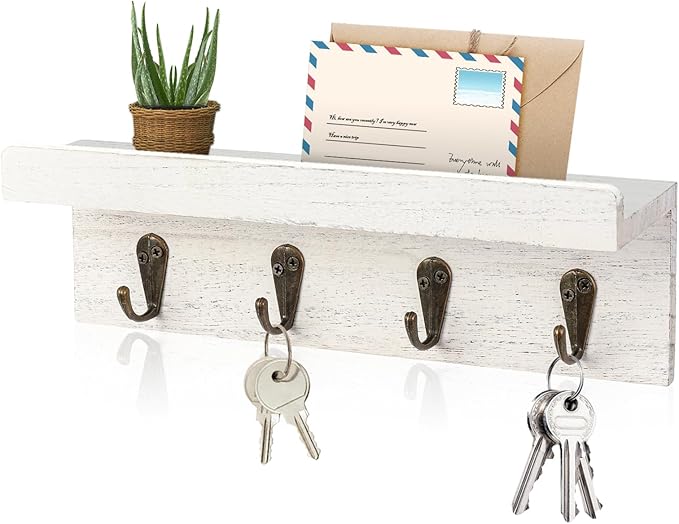 Amazon.com: HRONRAD Rustic Key Holder for Wall, Farmhouse Wall Shelf ...