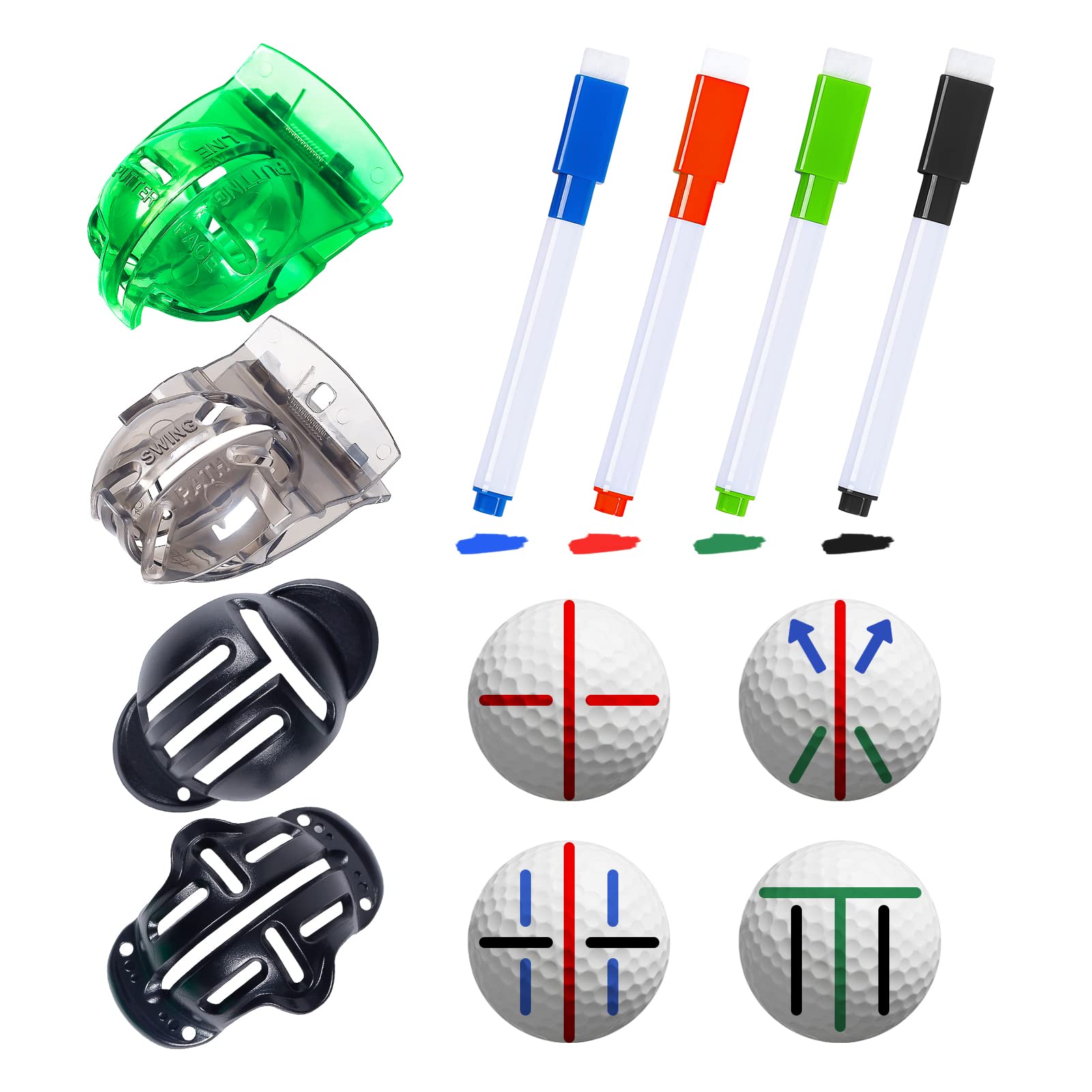 OlibaDu® Golf Ball Marker, Precision Golf Ball Alignment, 4 Golf Ball ...