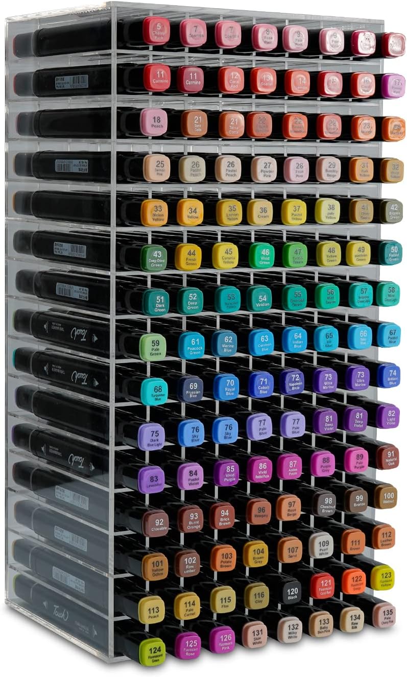 Amazon.com: SANFURNEY 120-Slot Acrylic Craft Marker Organizer, Clear ...