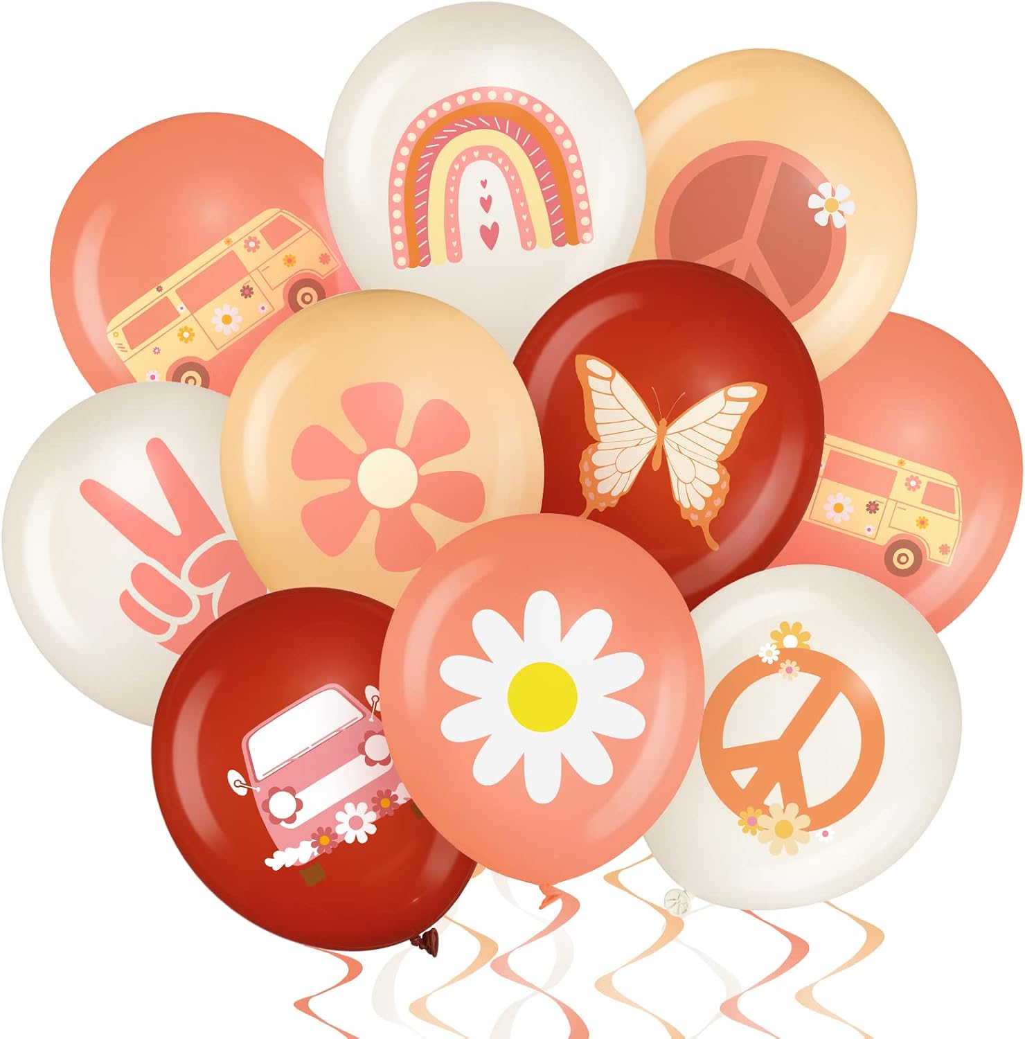 Amazon.com: Aoriher 45 Pcs Groovy Balloons Retro Hippie Boho Balloons ...
