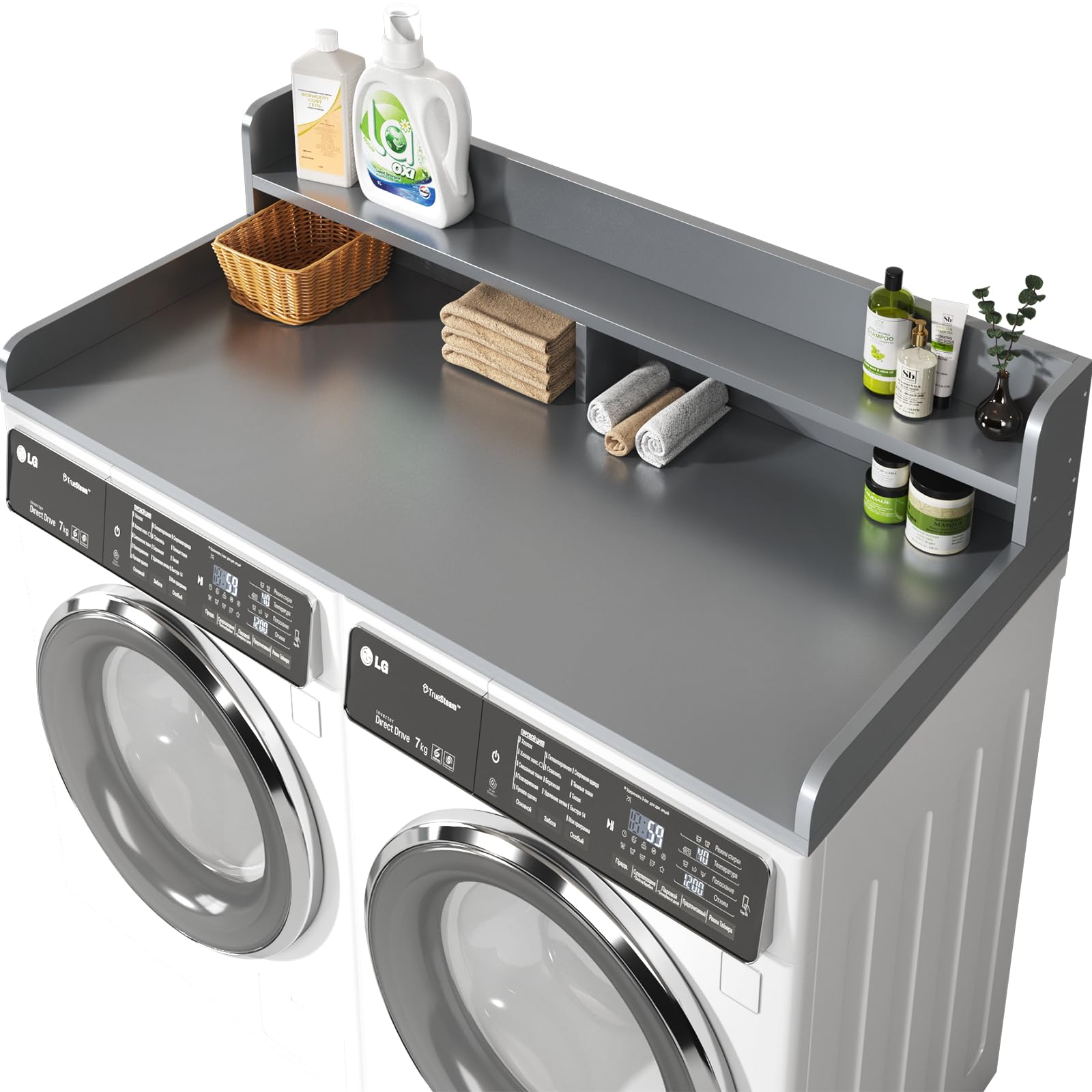 Amazon.com: BigPonPon Washer and Dryer Countertop with 2-Tier Shelf,54 ...