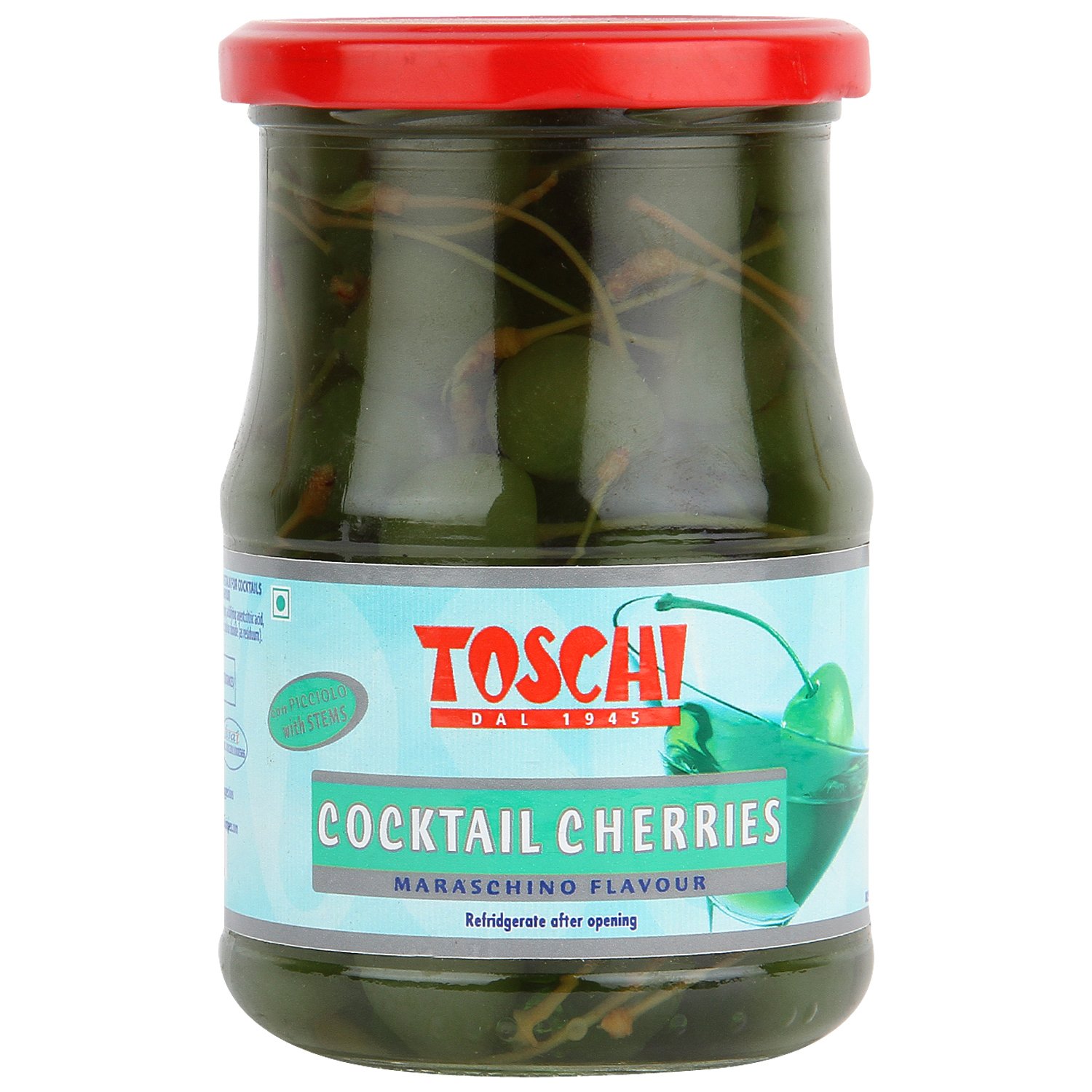 Toschi Cocktail Cherries Green Maraschino Flavour, 22.22 oz ℮ 630 g ...