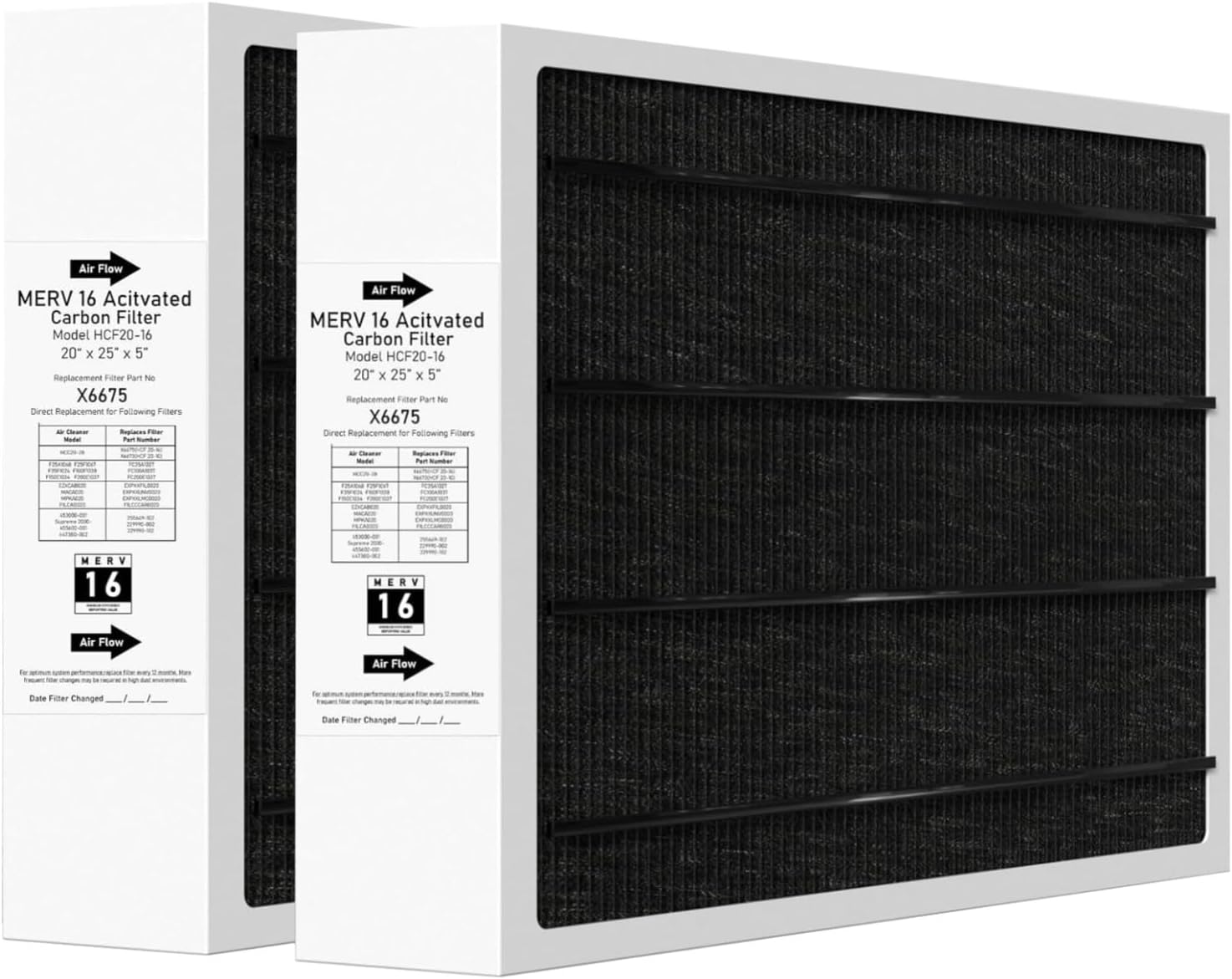 Pitymody X6675 Merv 16 Air Filter 20x25x5 Carbon Efficient Air Filter ...