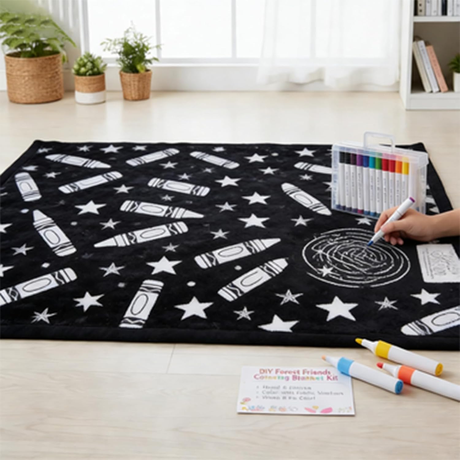 Amazon.com: DIY Coloring Blanket with Markers, Halloween Coloring ...