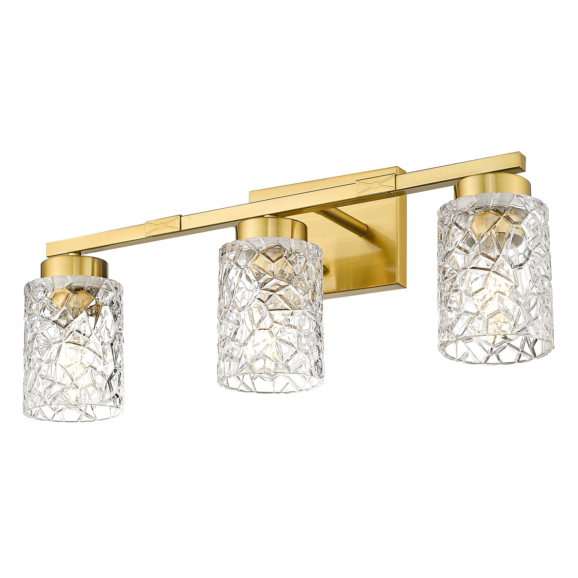 Emliviar 3-Light Brushed Gold Bathroom Vanity Light Fixture, 3 Bulb ...