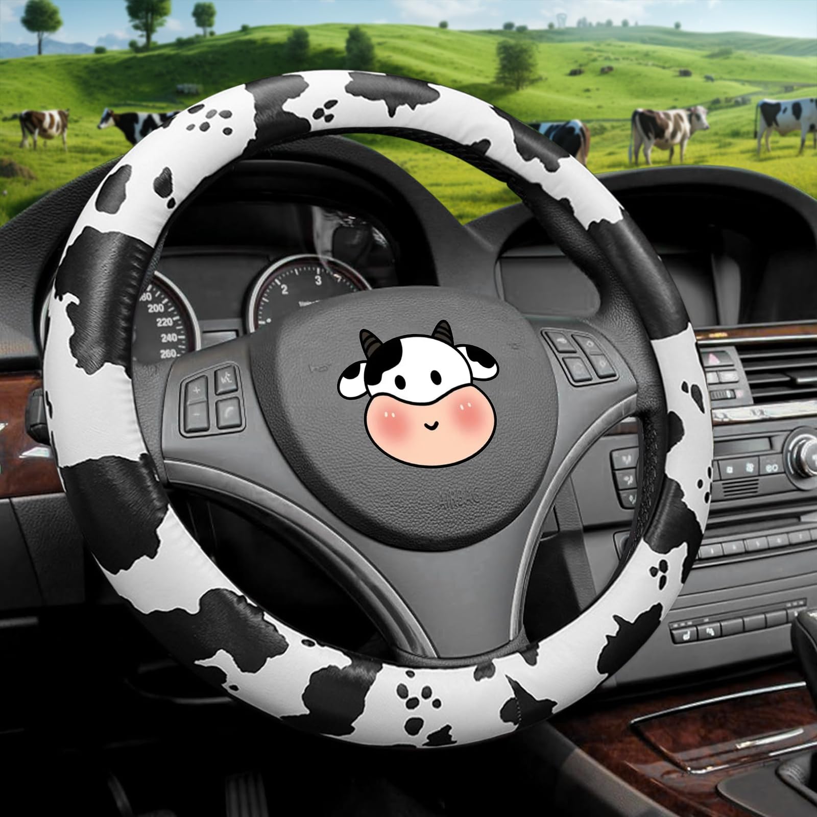 Cow Print Steering Wheel Cover